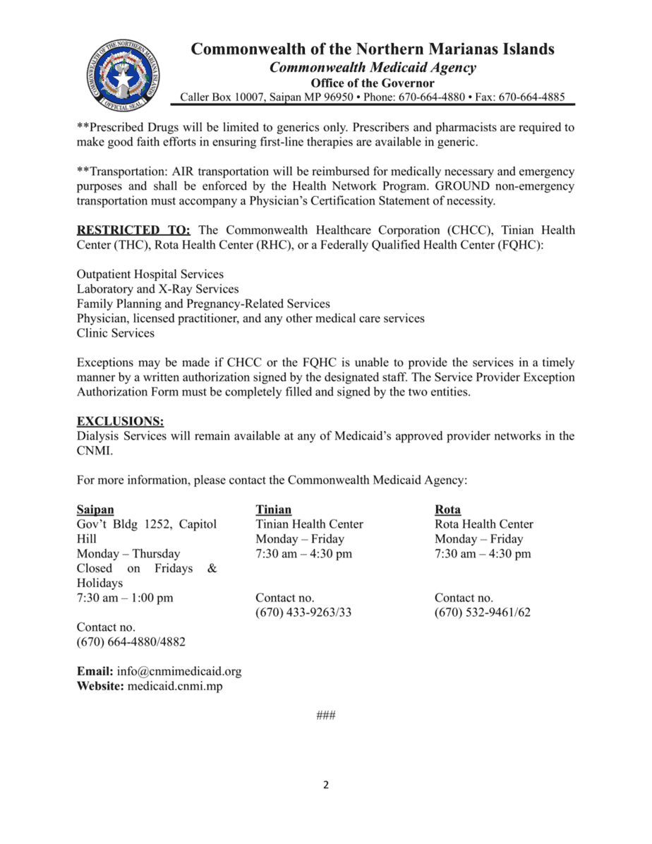Public Notice – CNMI Medicaid State Plan Amendment (SPA) MP-23-0006 ...